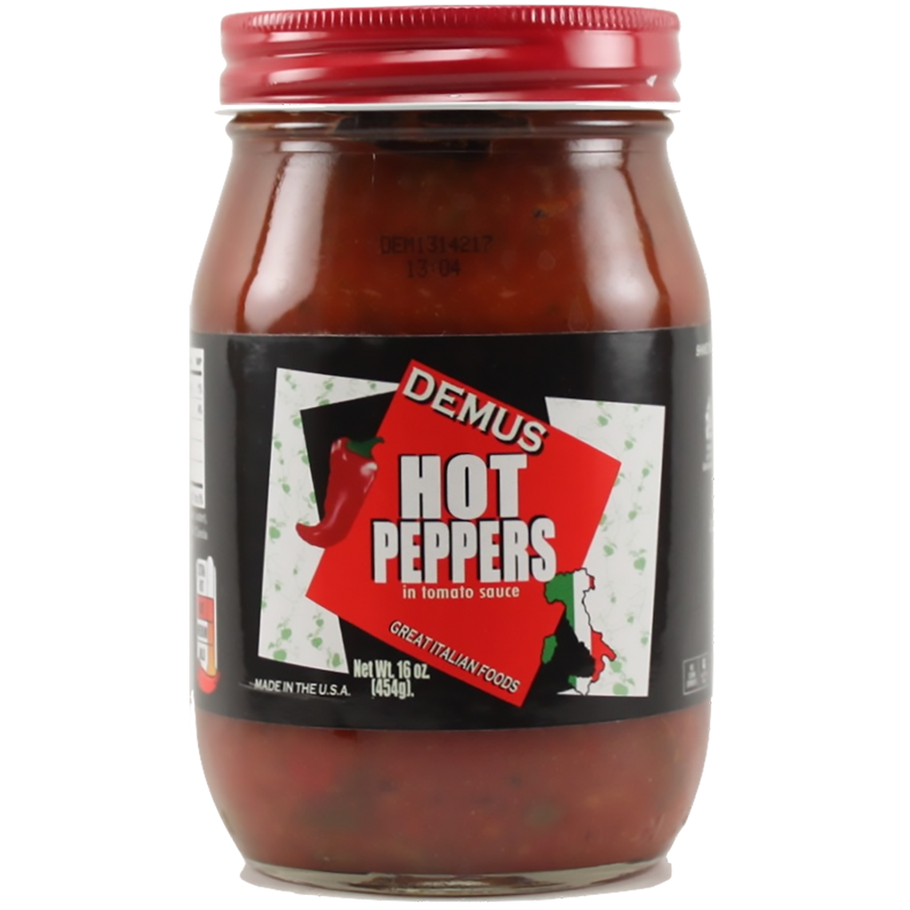 Demus - Hot Peppers in Tomato Sauce 16 oz – Stello Foods