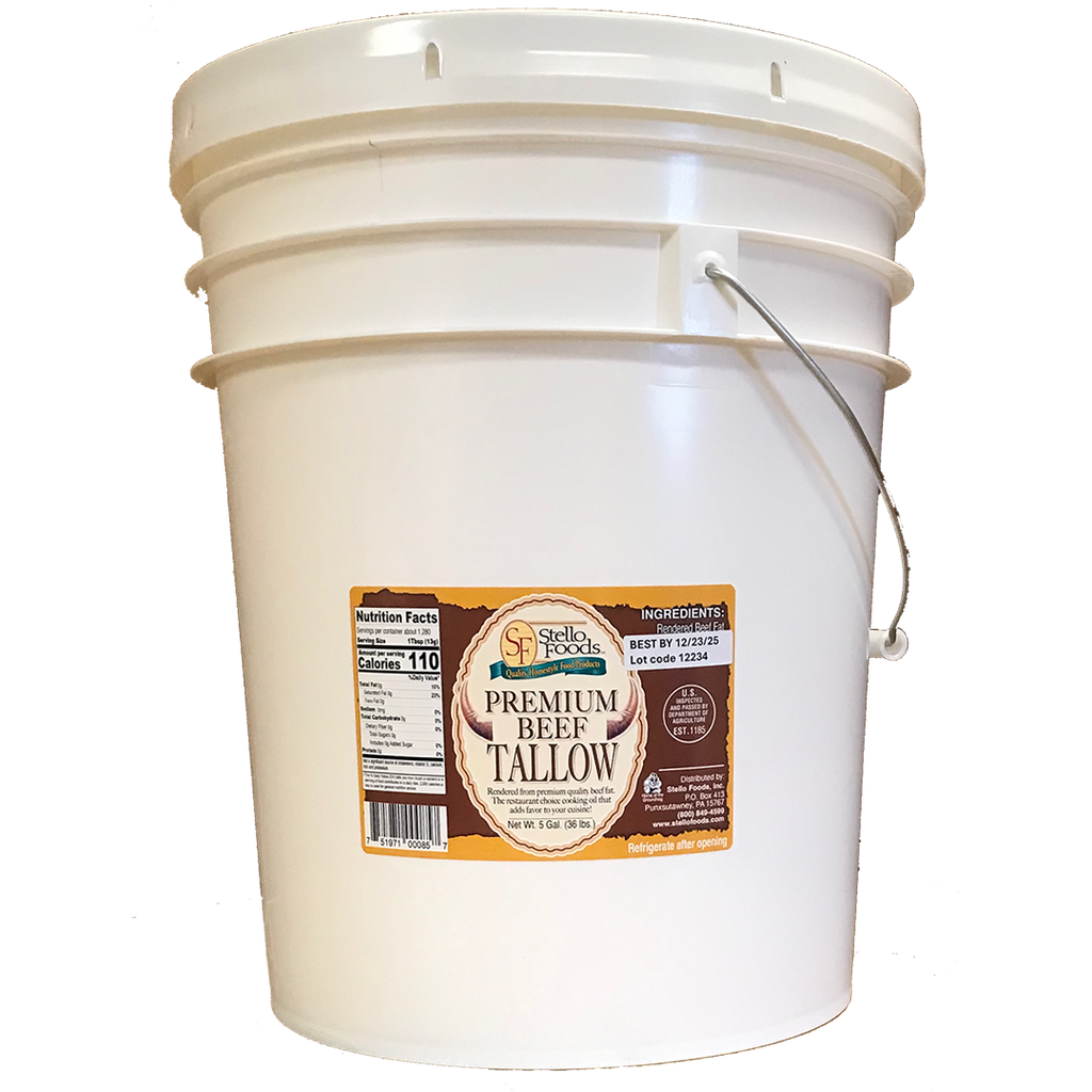 Premium Beef Tallow 5 Gallon Pail (36 lbs.) – Stello Foods