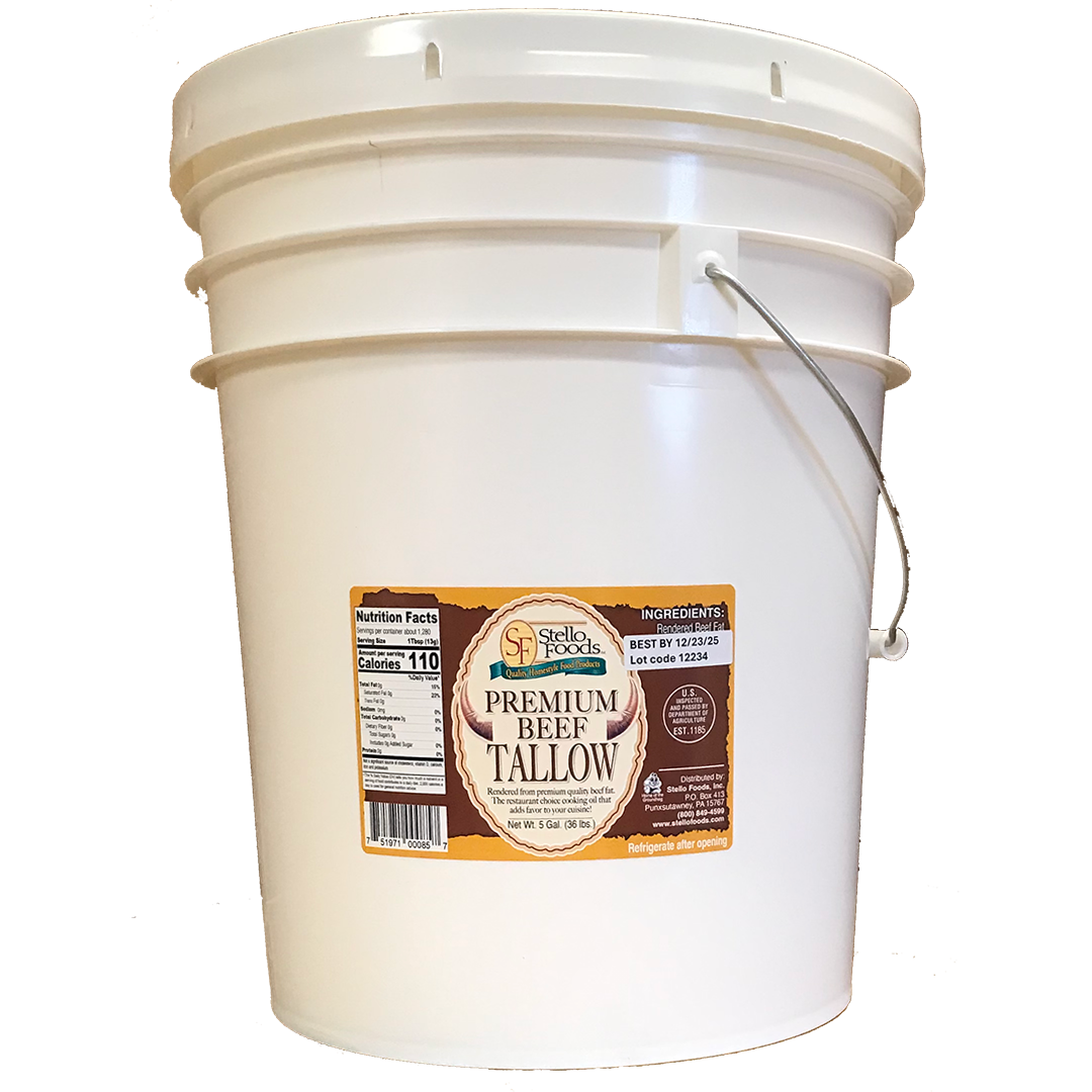 Premium Beef Tallow 5 Gallon Pail (36 lbs.) – Stello Foods